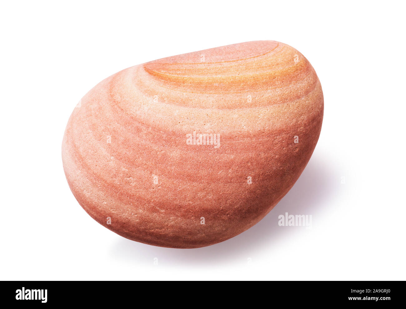 Smooth sea pebbles isolated on a white background. Top view on colored ...