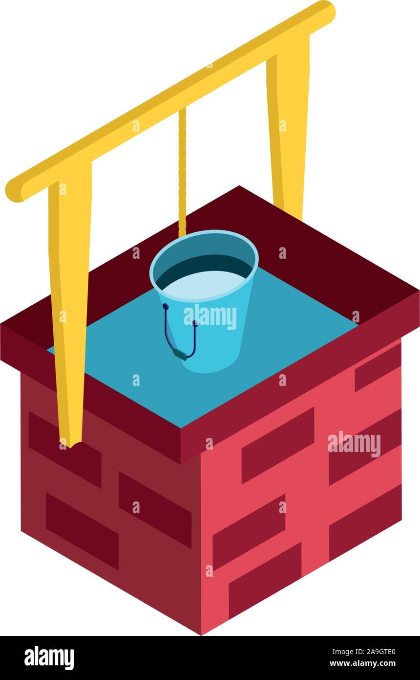 waterhole with bucket water on white background vector illustration ...