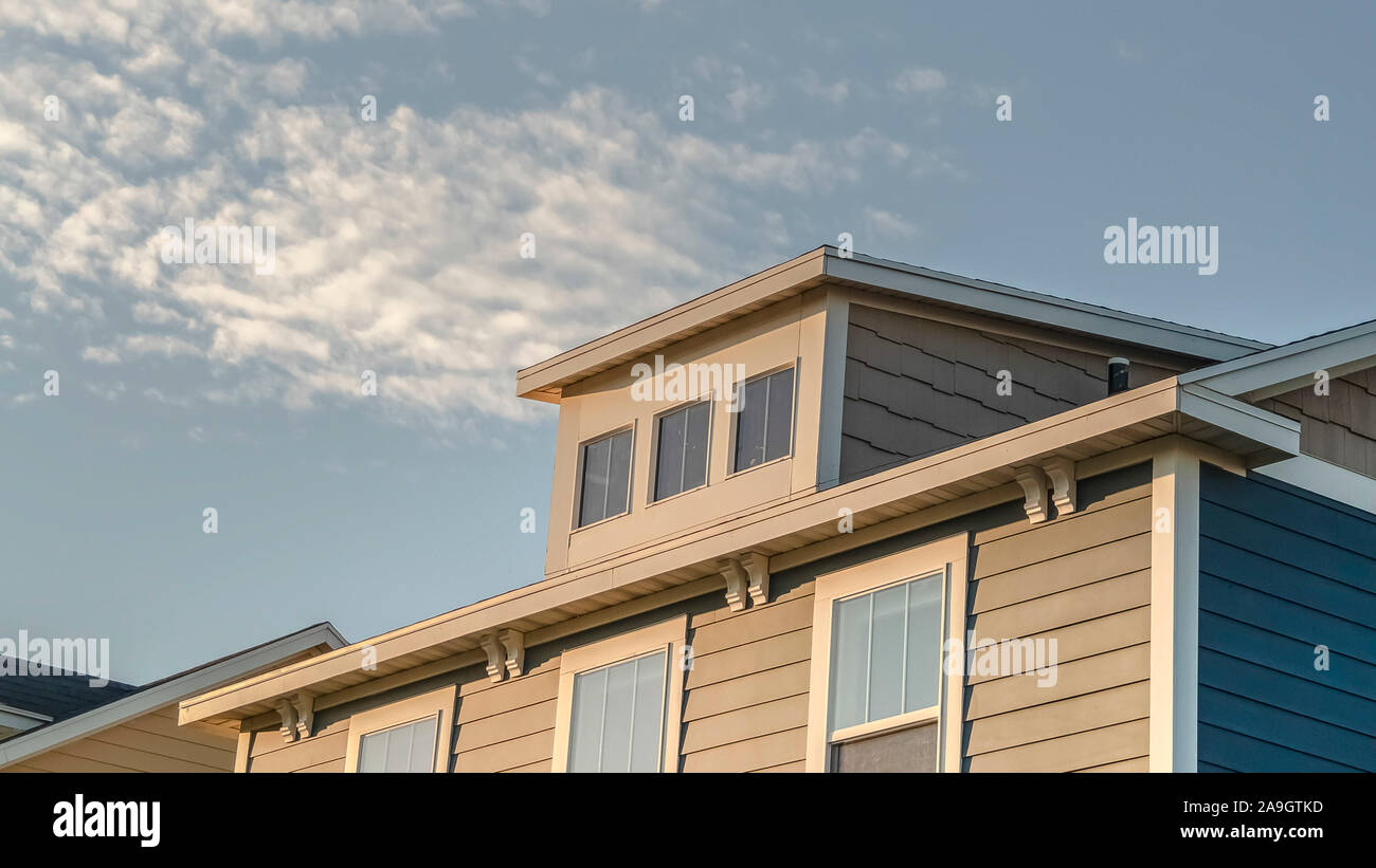 Panorama frame Upper storey of a house with large sash windows Stock ...