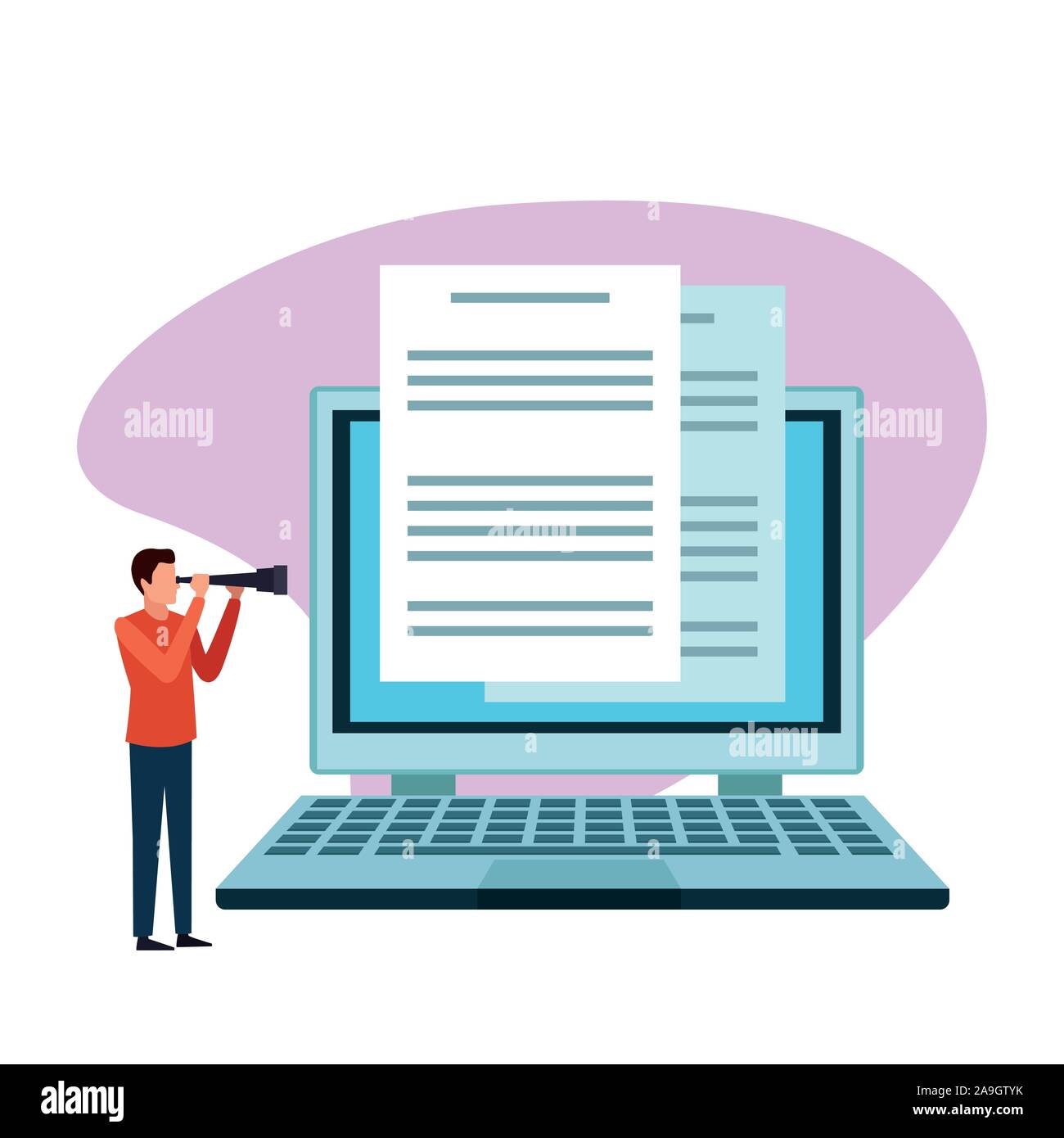 avatar man with spyglass and laptop computer Stock Vector Image & Art ...