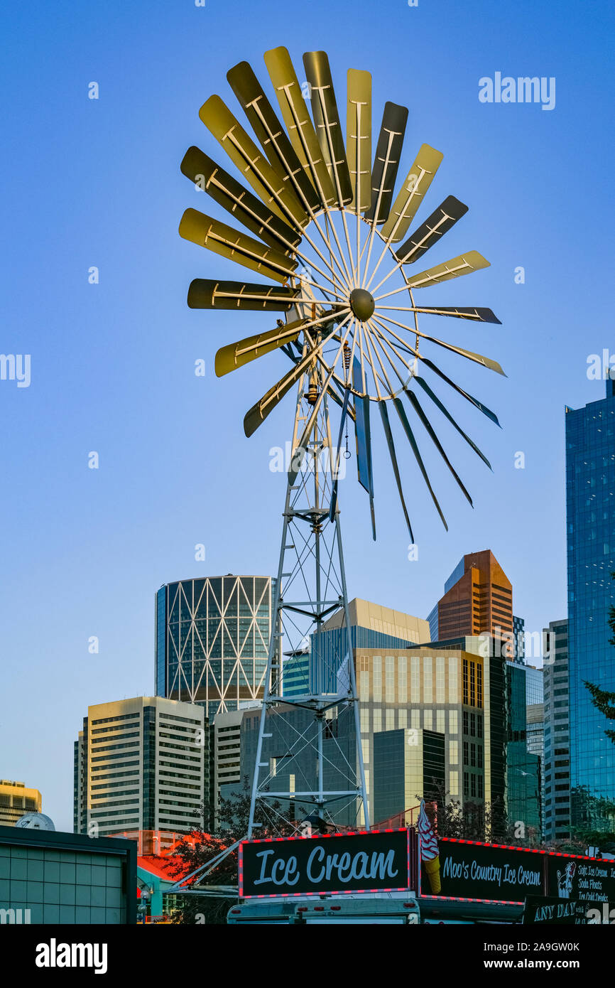 Windmill, Eau Claire district, Calgary, Alberta, Canada Stock Photo - Alamy