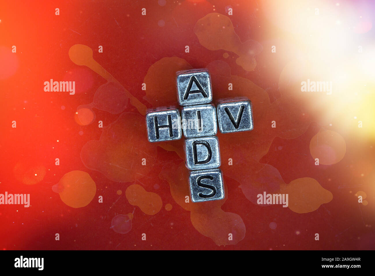 VIH - AIDS disease background concept with cubic metal letters and ...