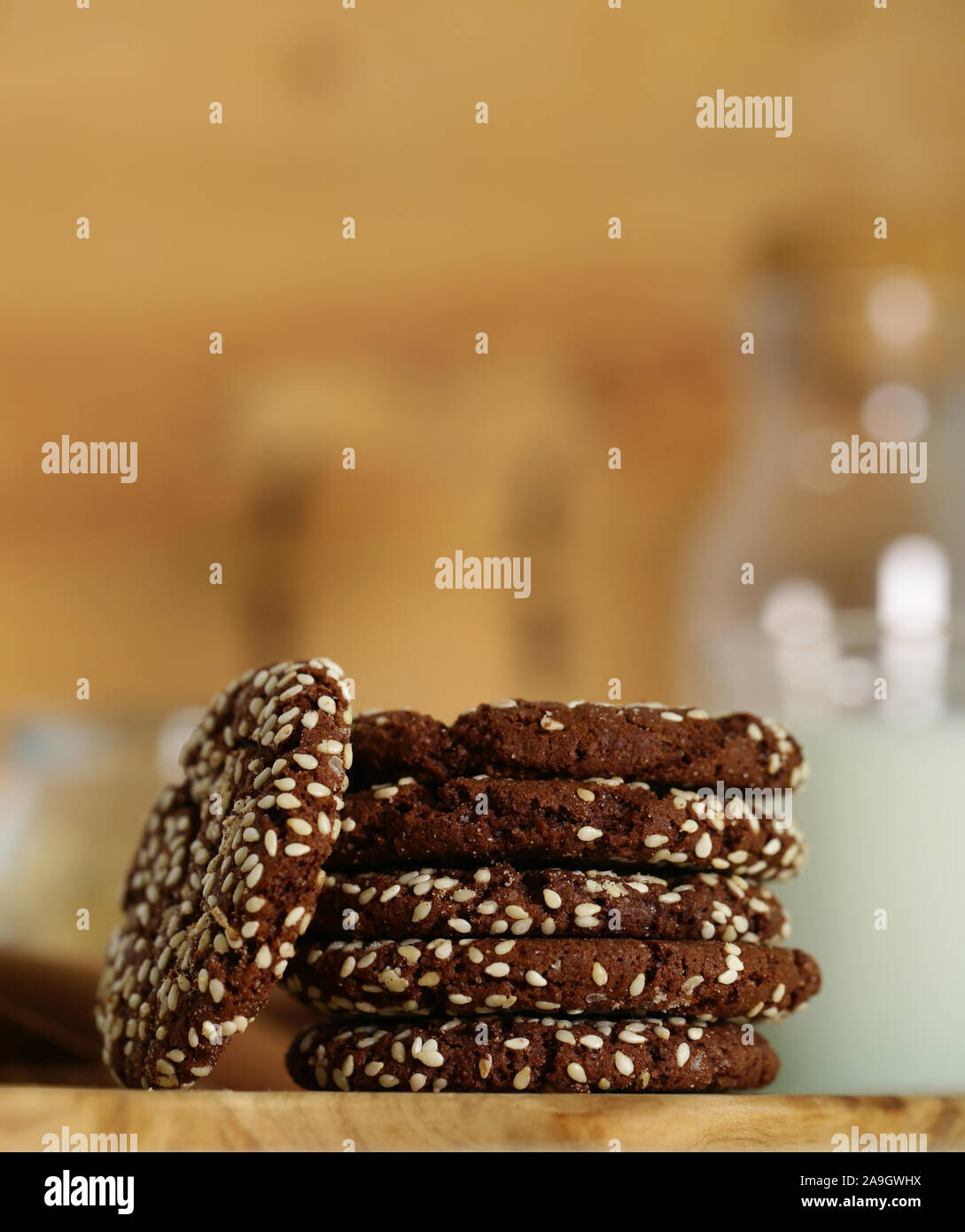 chocolate cookies with milk for dessert and refreshments Stock Photo ...