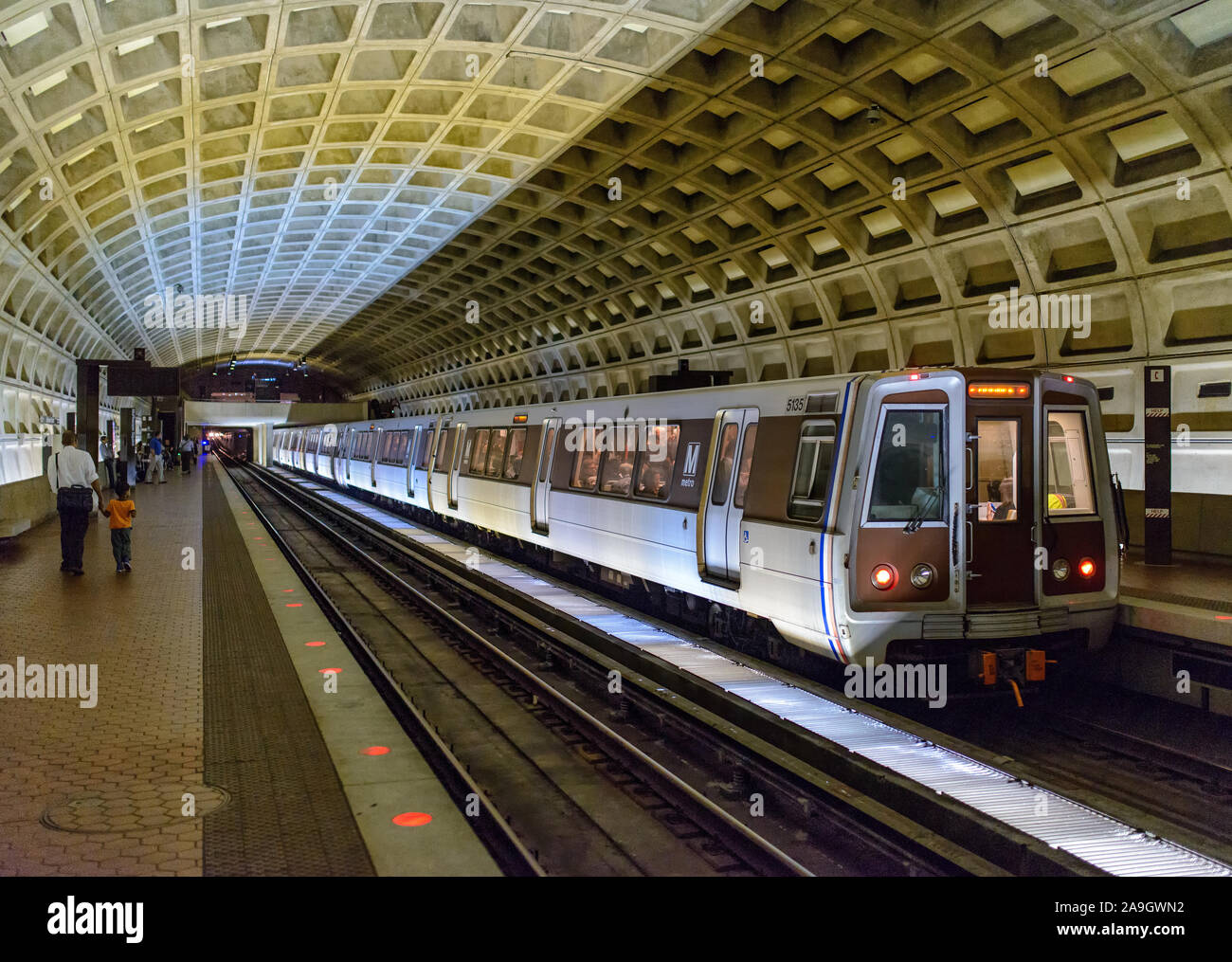 Washington DC, Maryland / USA - 5/17/2013: Underground station on one ...