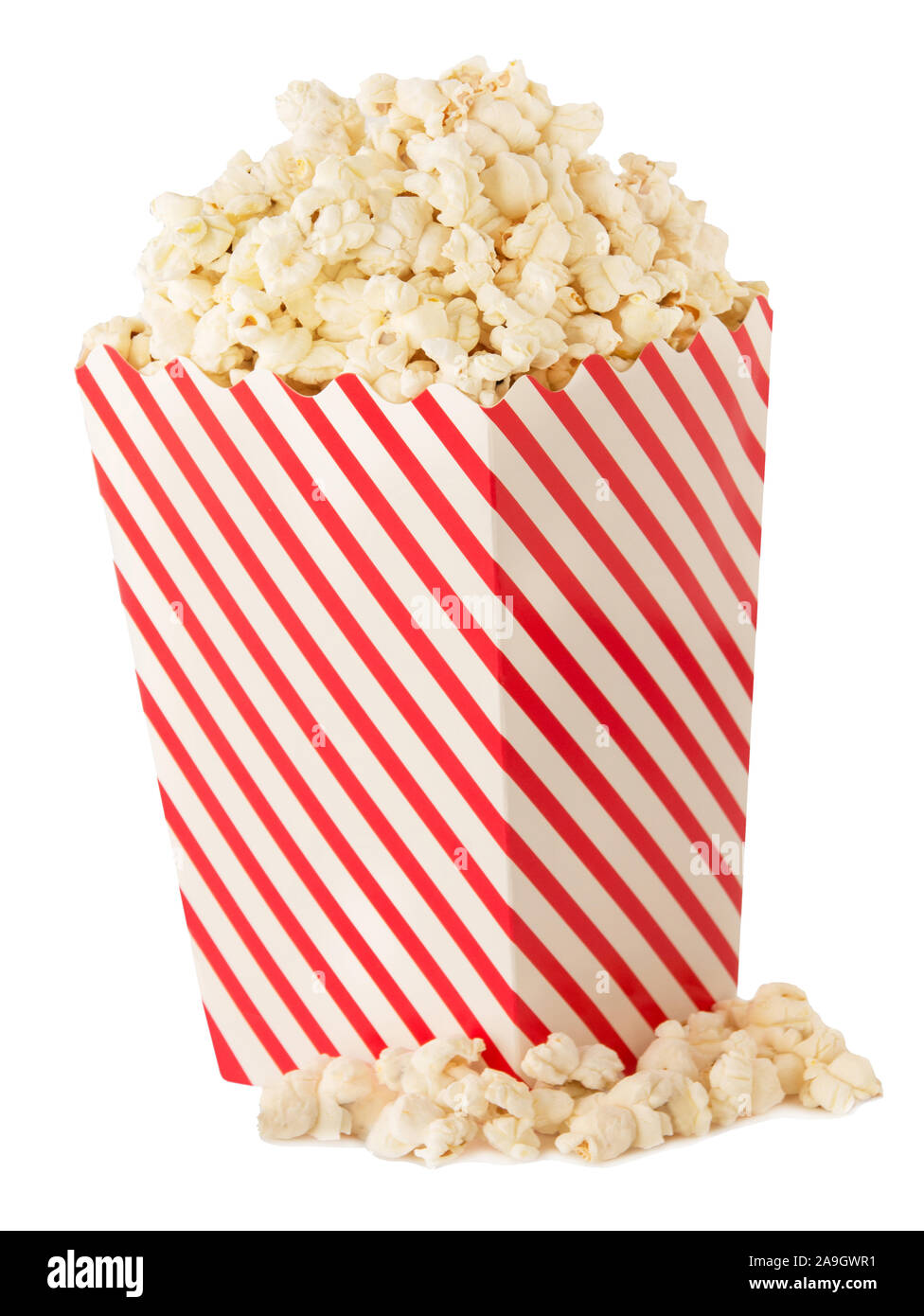 Popcorn and red striped box Stock Photo - Alamy