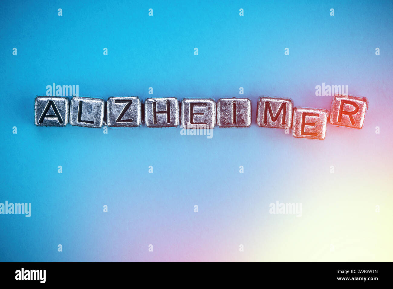 Alzheimer's disease background concept represented by cubic metal ...