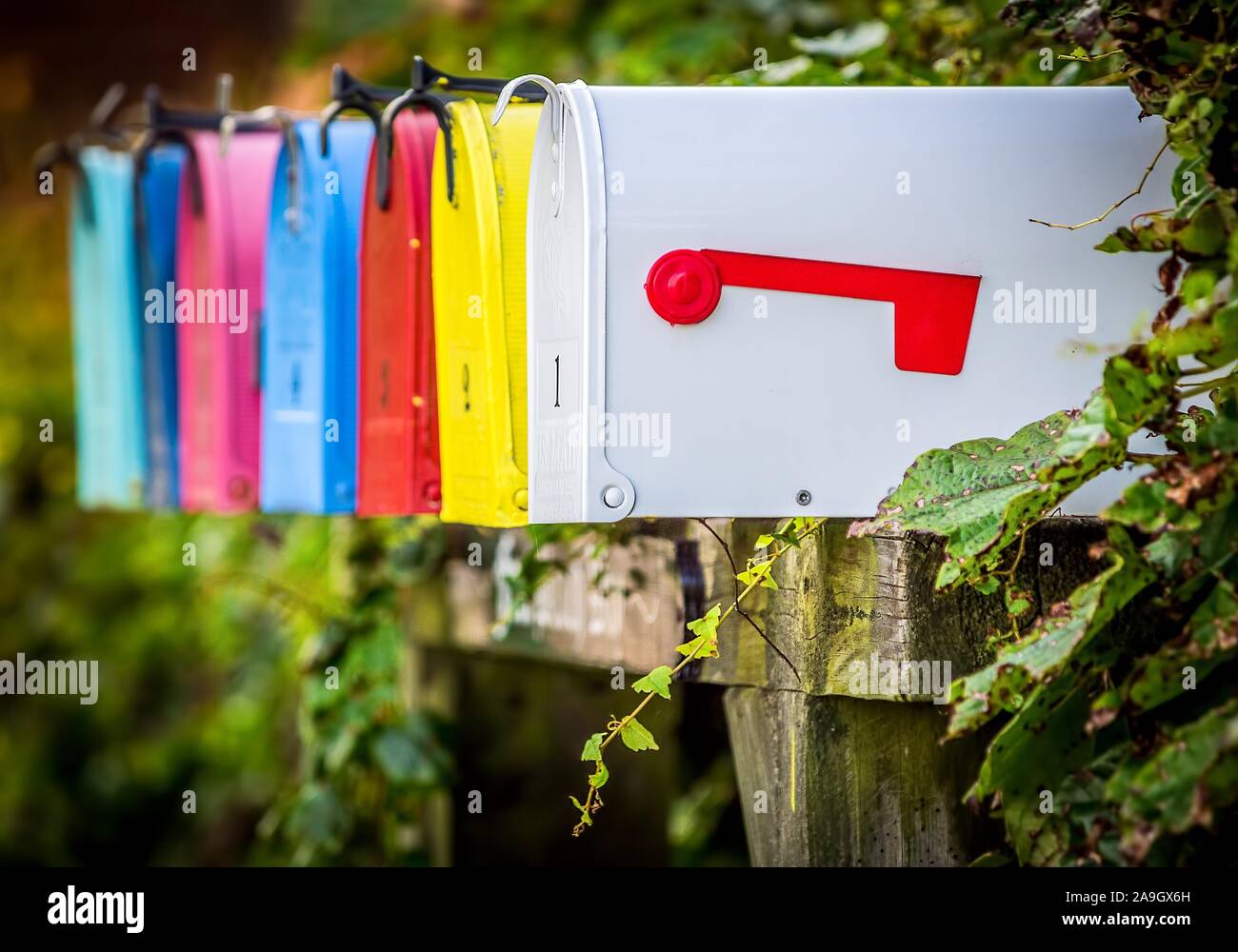 Wooden letterboxes hi-res stock photography and images - Alamy