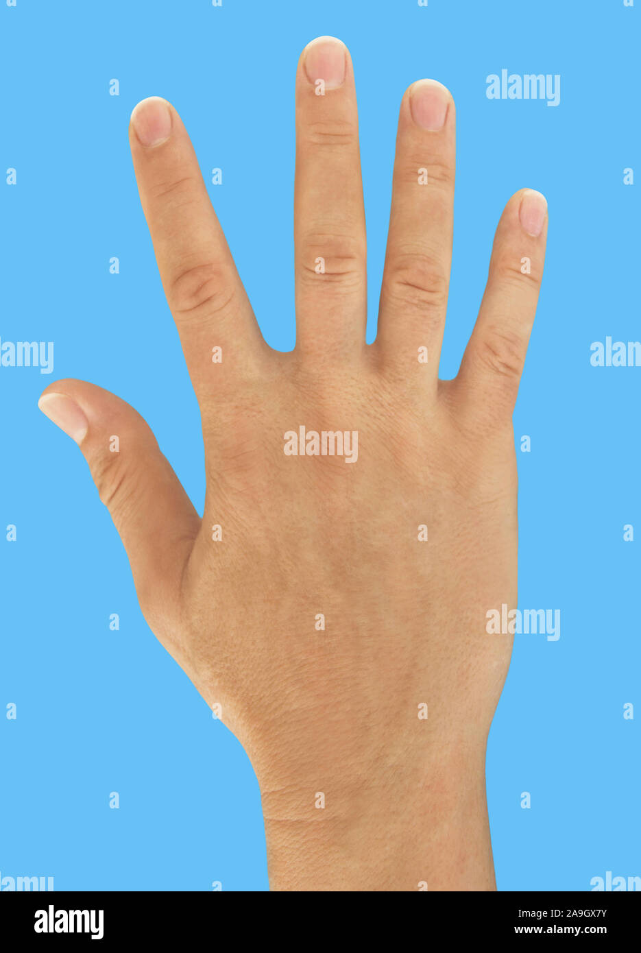 Fingers male hand blue hi-res stock photography and images - Alamy