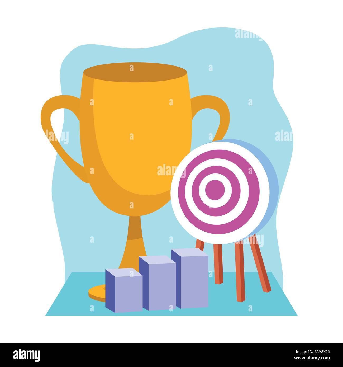 trophy cup with target and graphic bar chart Stock Vector Image & Art ...