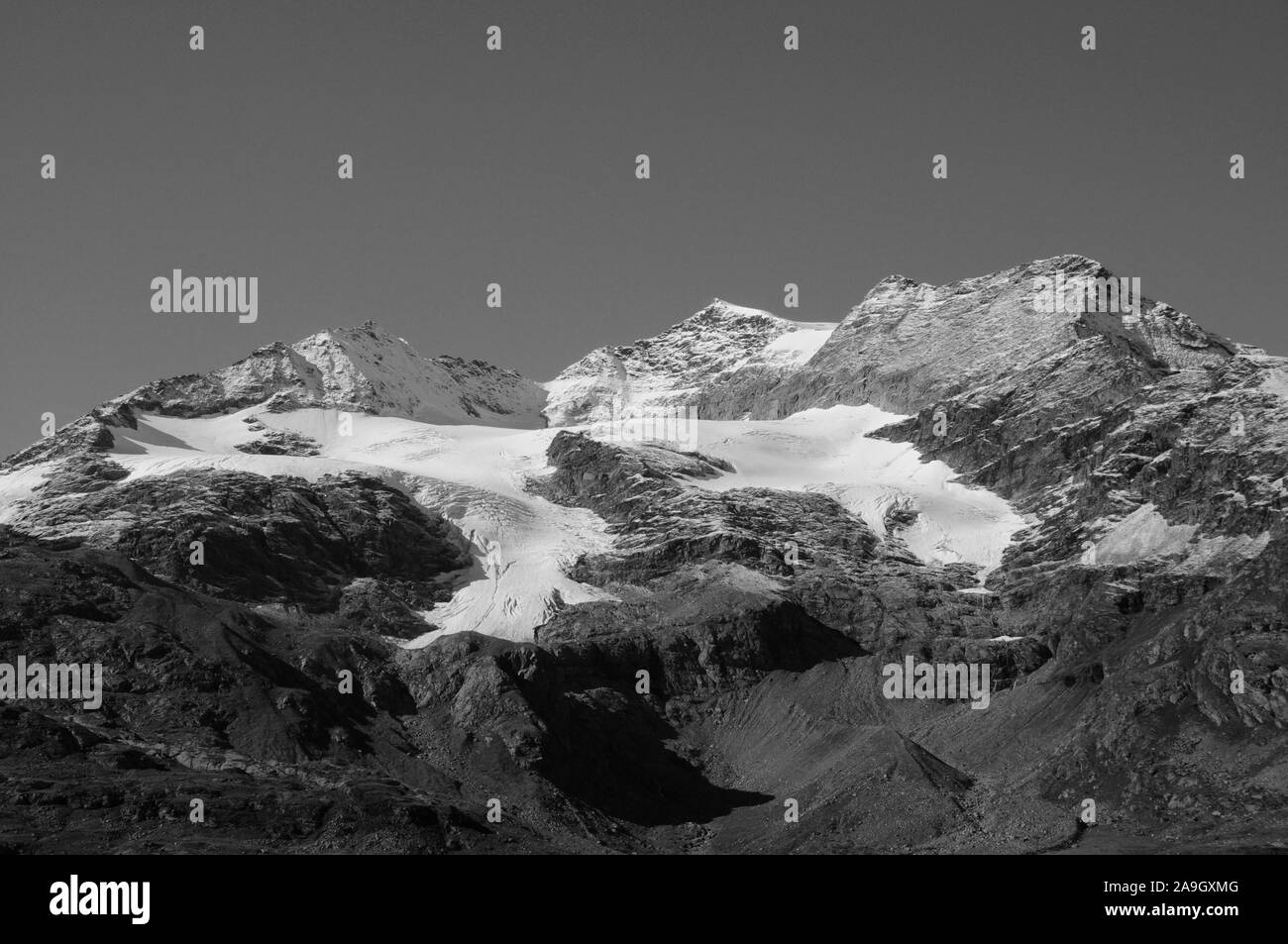 Bernina-mountain range in the upper Engadina in the Swiss alps Stock ...