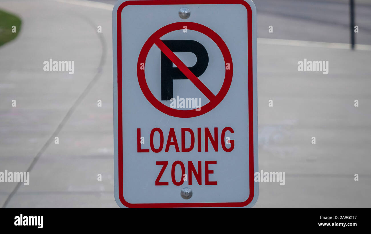 Panorama Traffic signs for a buss loading zone Stock Photo - Alamy