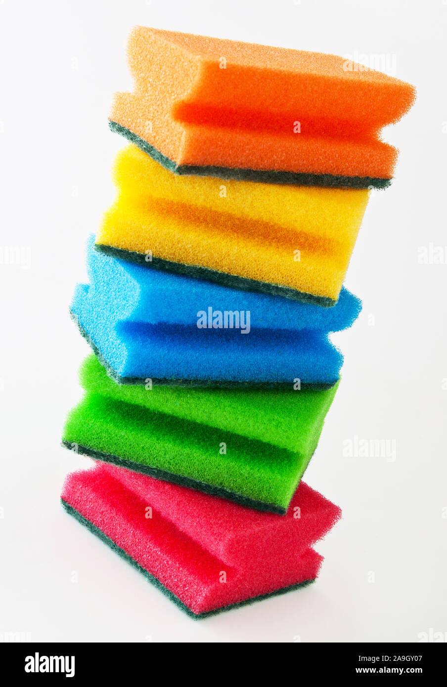 Set of cleaning household sponges on white background Stock Photo - Alamy
