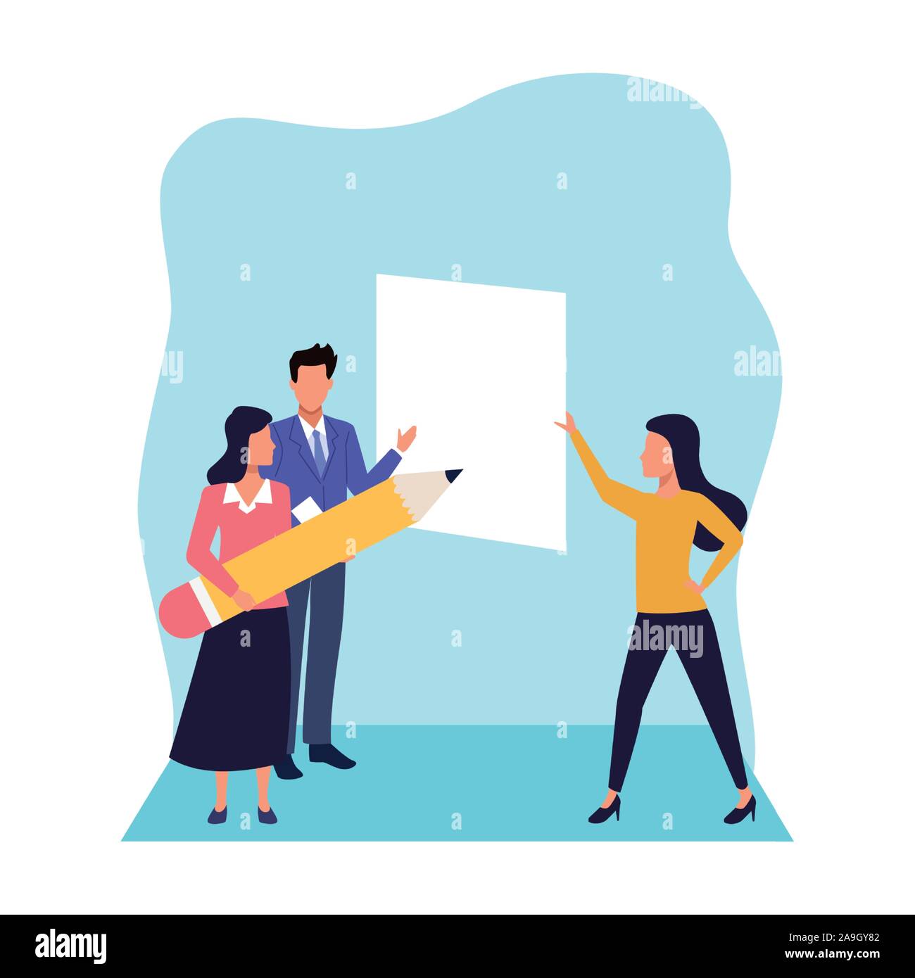 avatar businesspeople pointing a blank paper, colorful design Stock ...