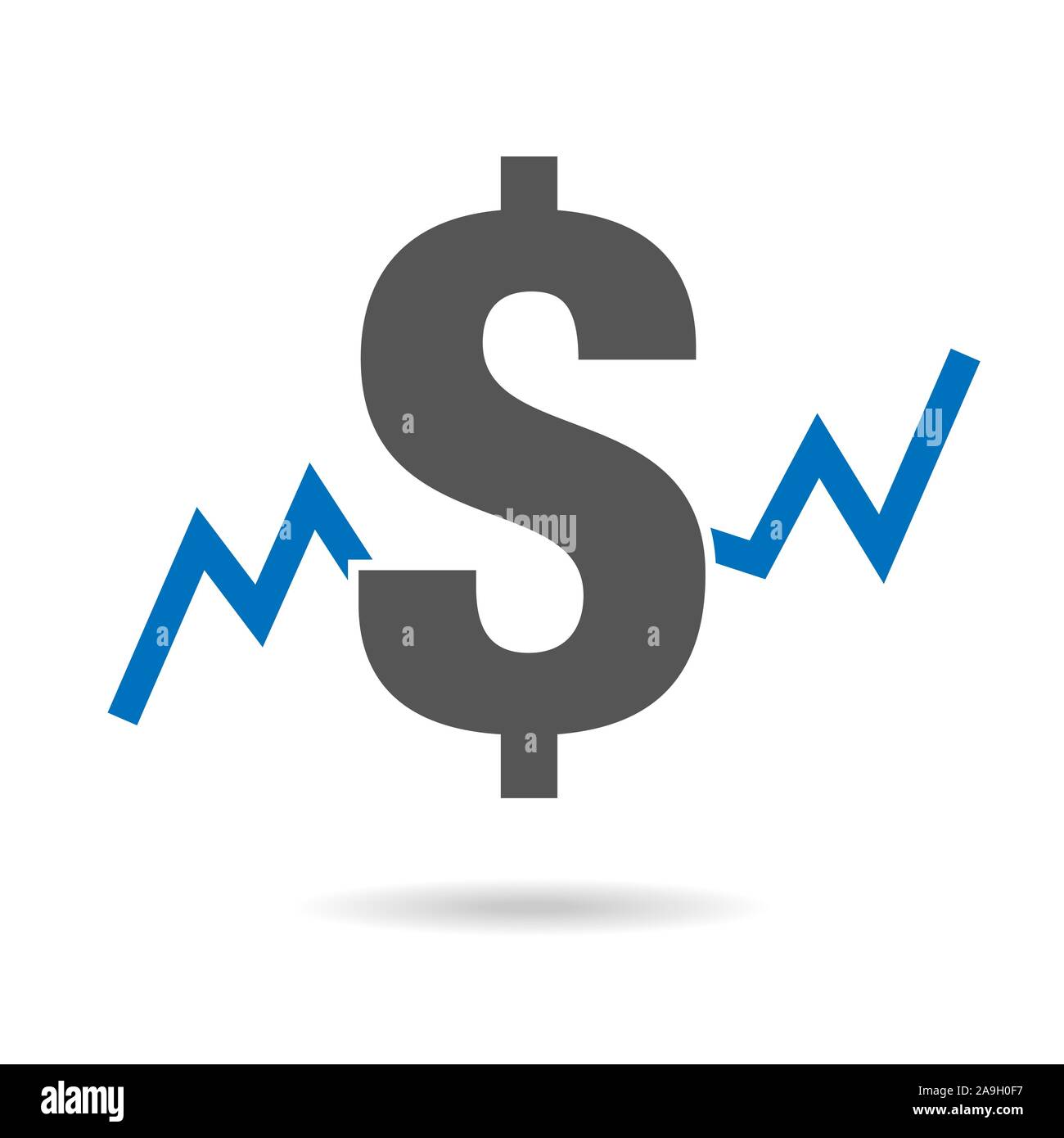 Vector icon of a graph of the rising and falling currency of the dollar ...