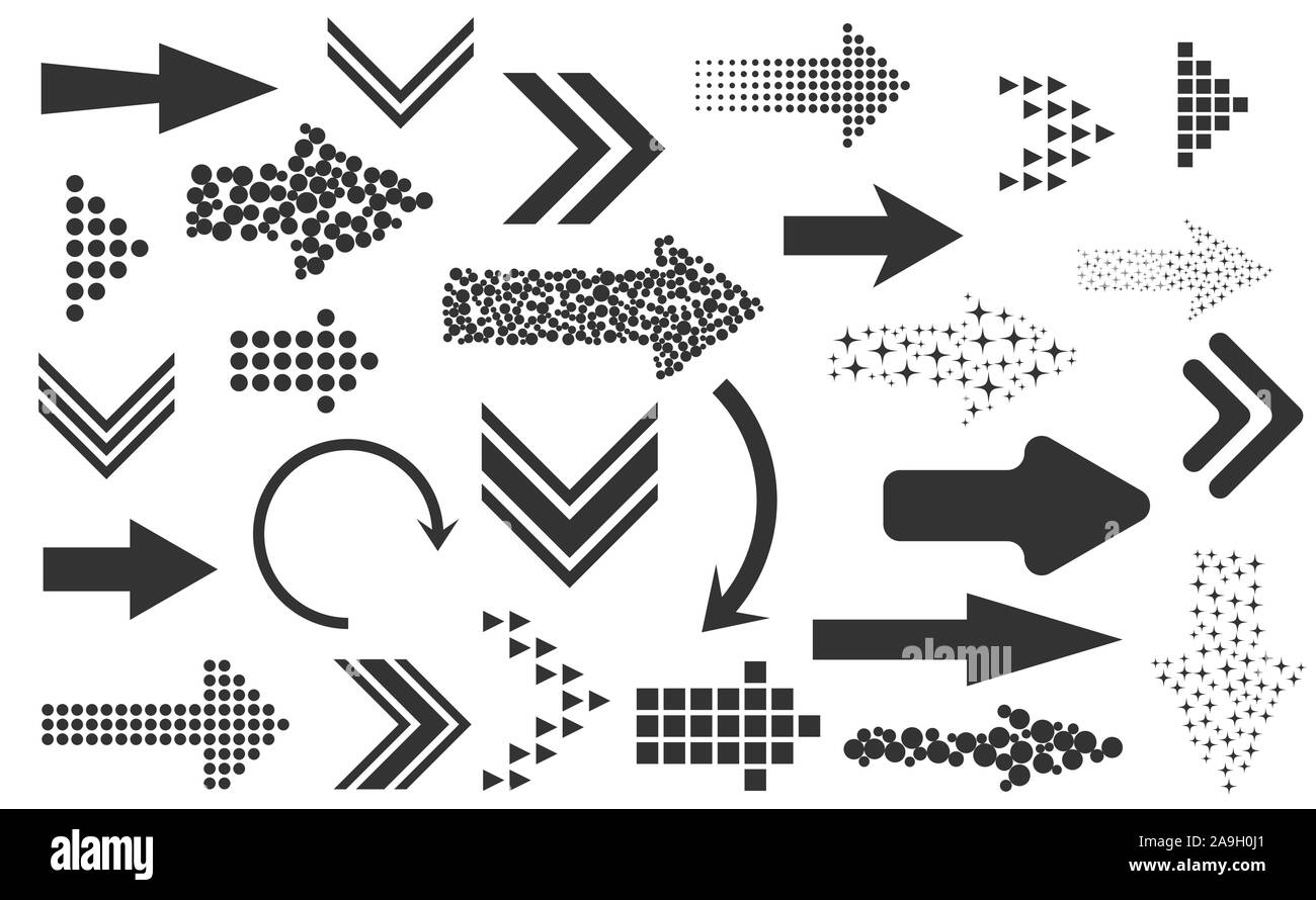 Arrow icon set. Arrows. Pointer signs Navigation and direction symbols Vector illustration Stock ...