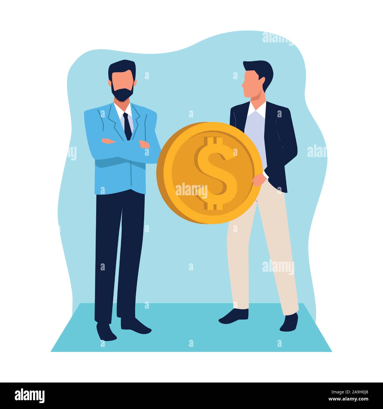 avatar businessmen with big money coin, flat design Stock Vector Image ...