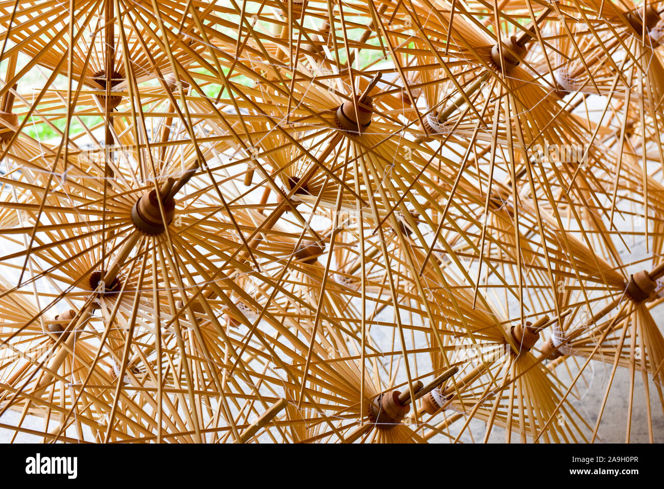 Bamboo frames of Hand-made umbrellas, Bo Sang, Northern Thailand Stock ...