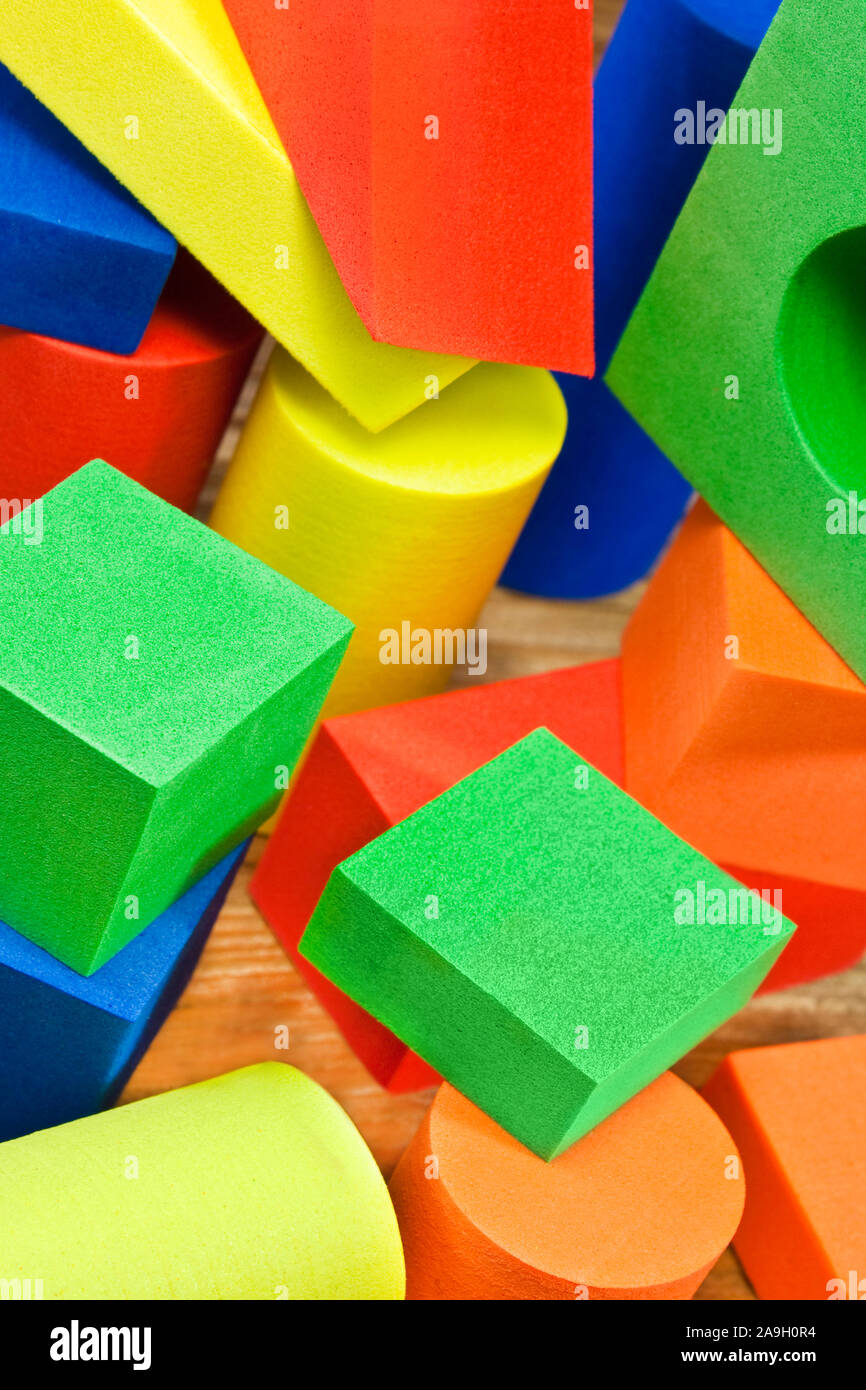 Colorful building bricks made of plastics Stock Photo - Alamy