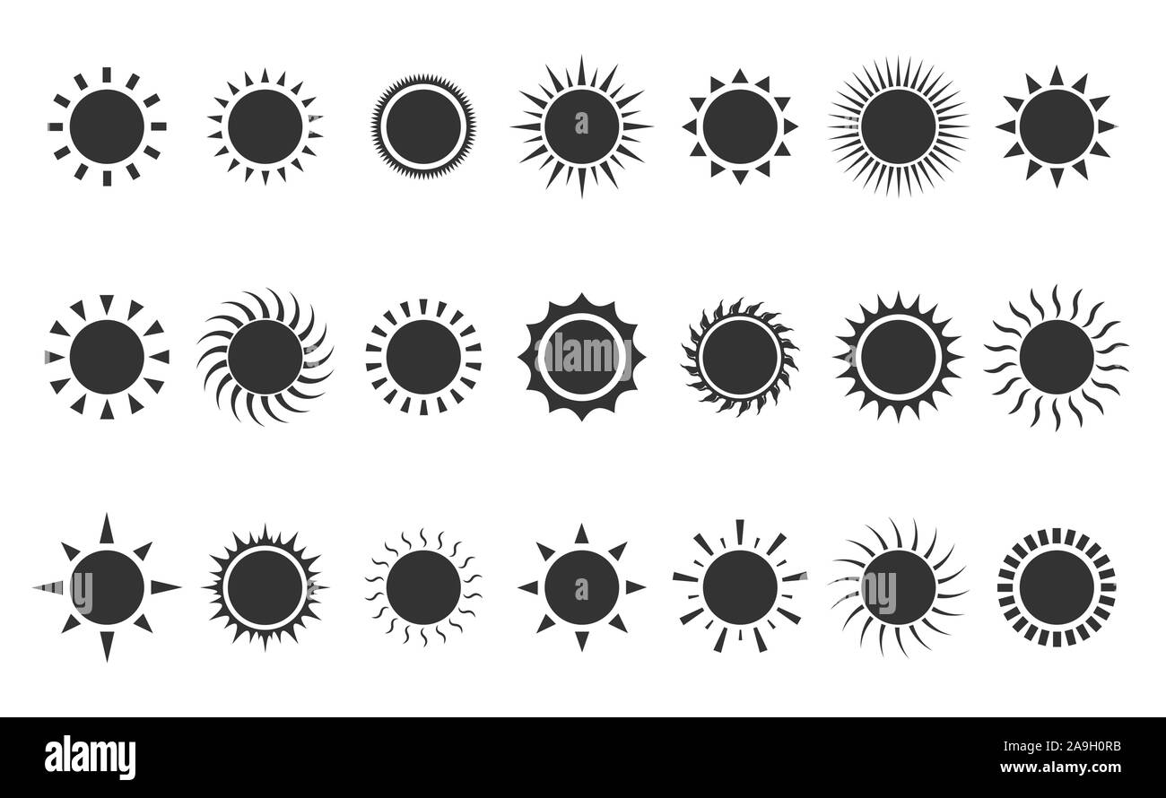 Sun icon set. Summer symbols for graphic and web design Stock Vector ...
