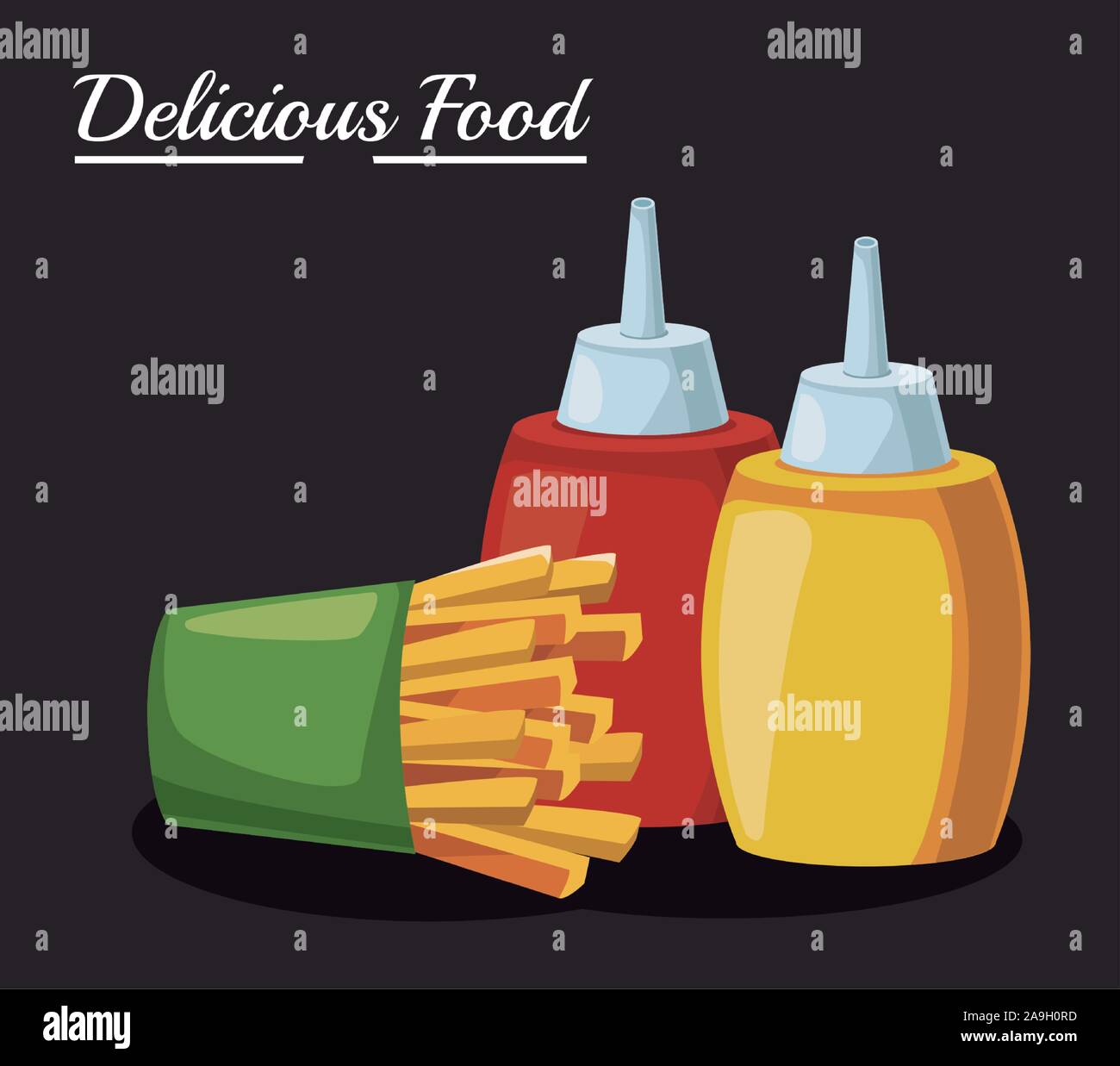 French fries with ketchup and mustard Stock Vector Images - Alamy