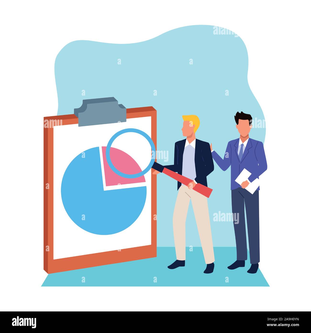 avatar businessmen pointing a clipboard, colorful design Stock Vector ...