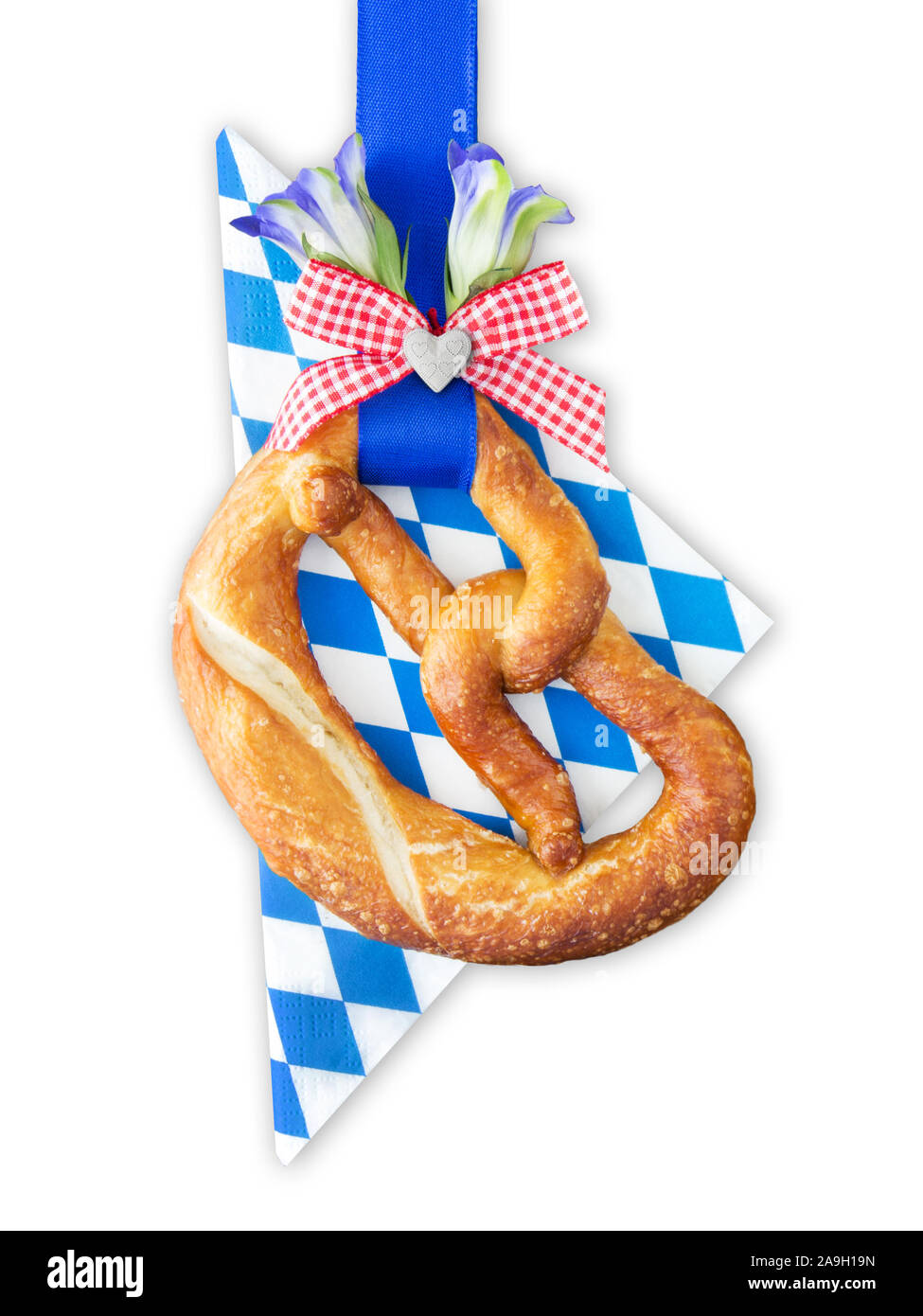 German Pretzel and Bavarian background Stock Photo - Alamy