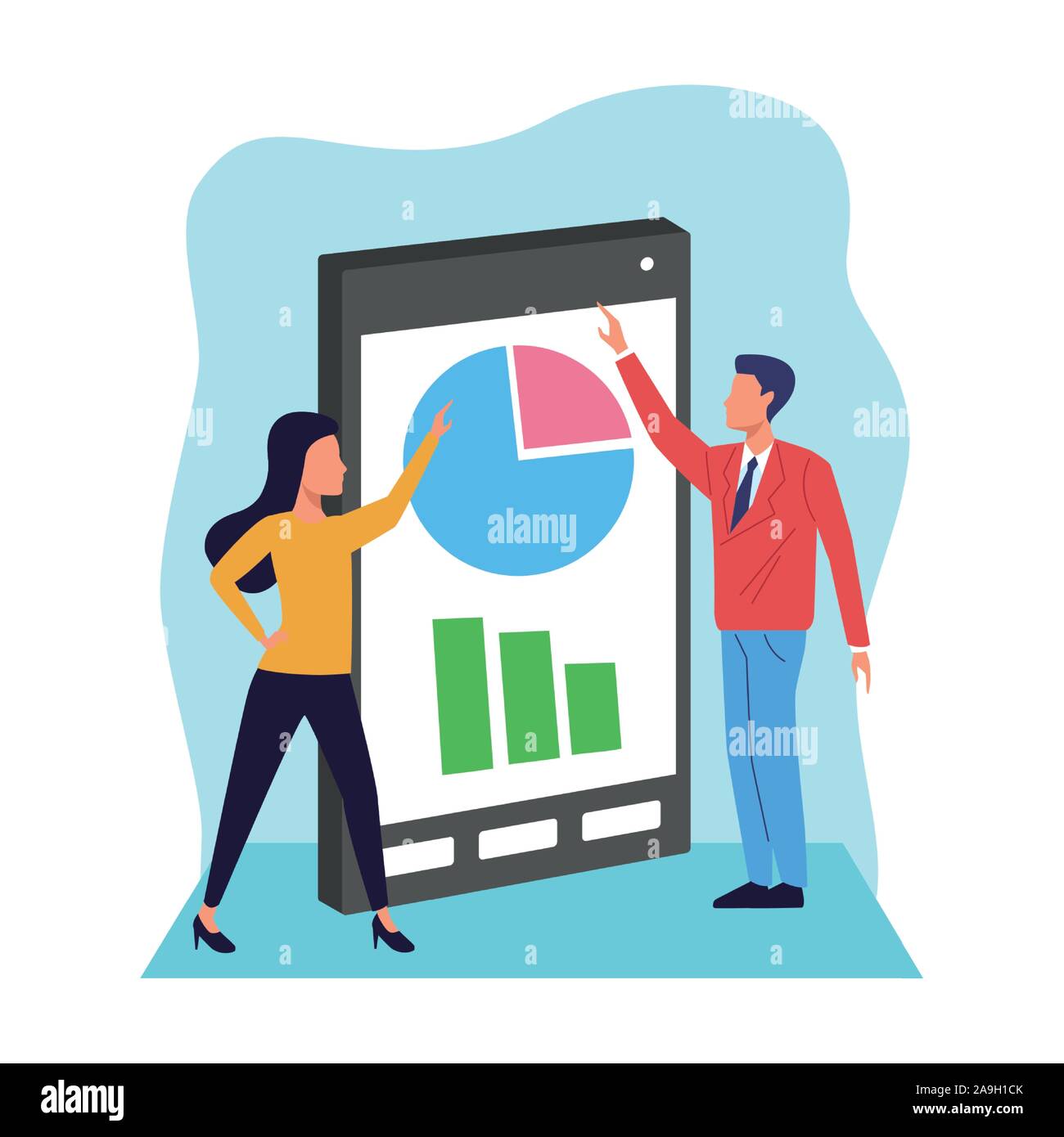Woman pointing screen mobile Stock Vector Images - Alamy