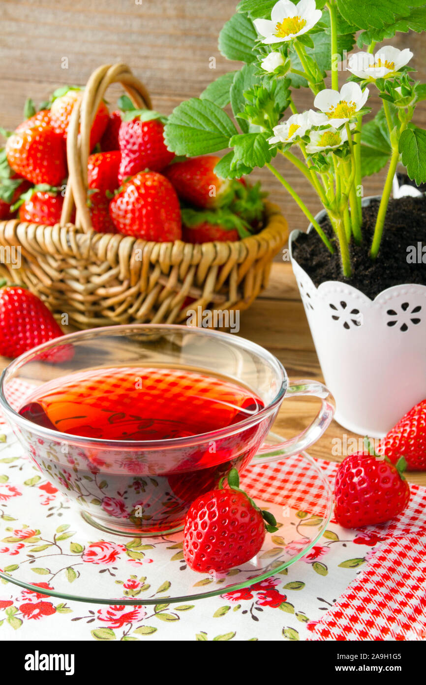 Tea glass cup and fruit tea with decoration Stock Photo - Alamy