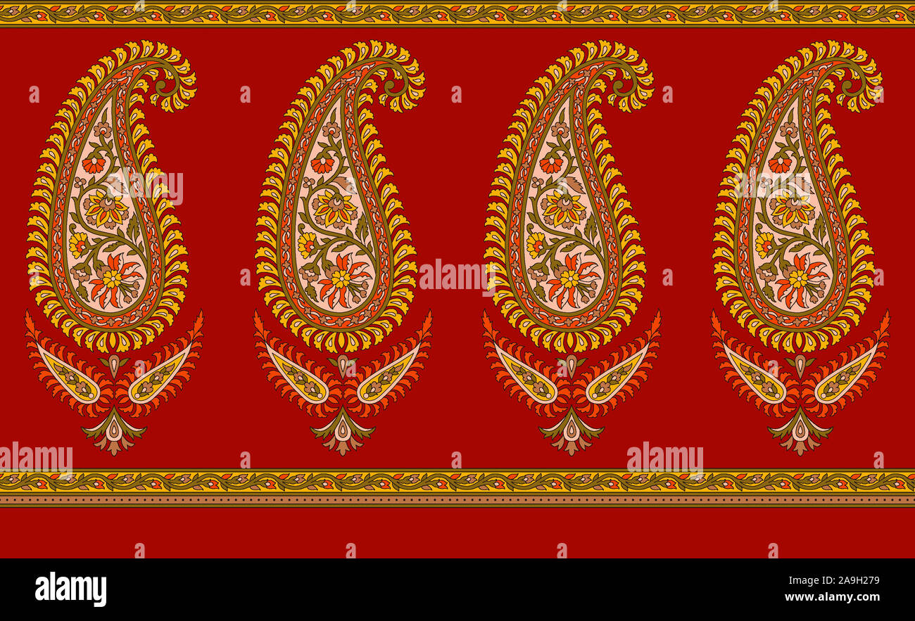 paisley colorful traditional border design background Stock Photo - Alamy