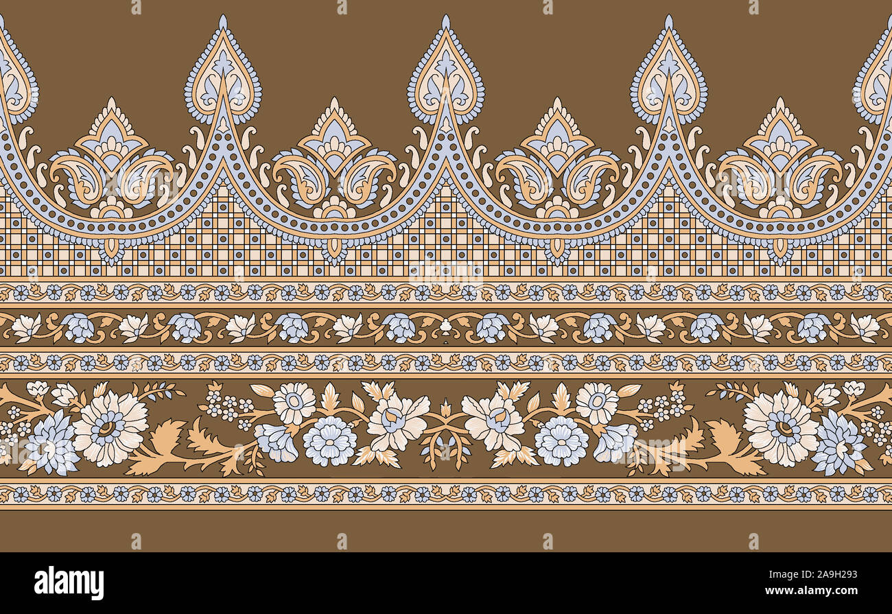 floral colorful traditional border design background Stock Photo - Alamy