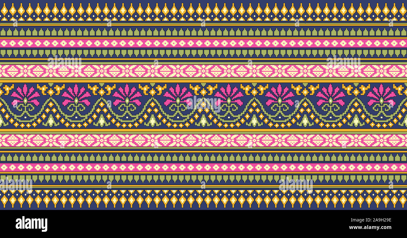 floral colorful traditional border design background Stock Photo - Alamy