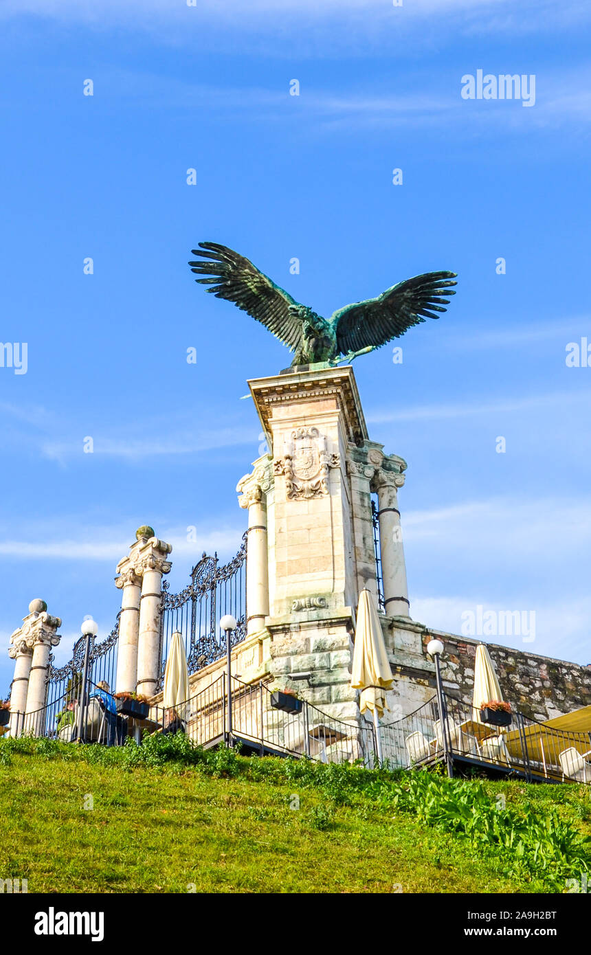 Budapest, Hungary - Nov 6, 2019: Statue of mythological Turul bird on ...