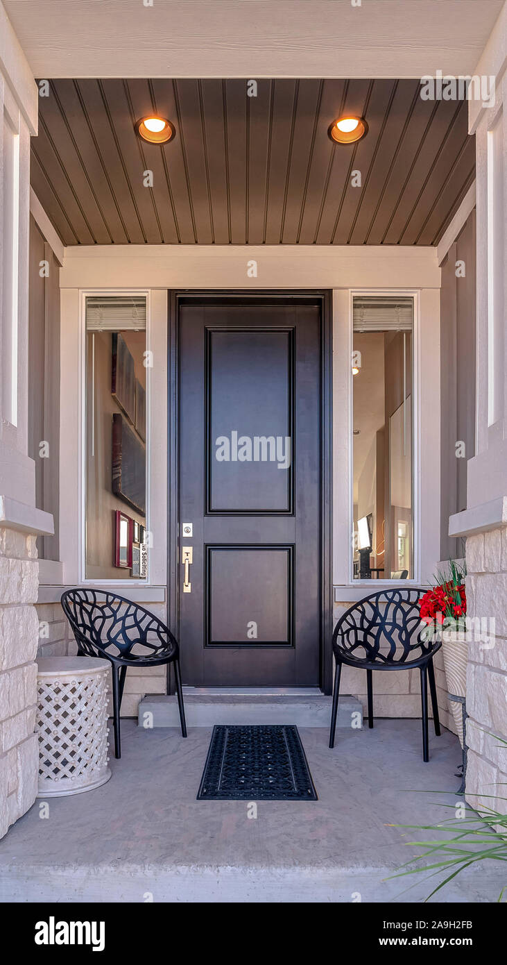 Vertical Path leading to front door of a residential house Stock Photo ...