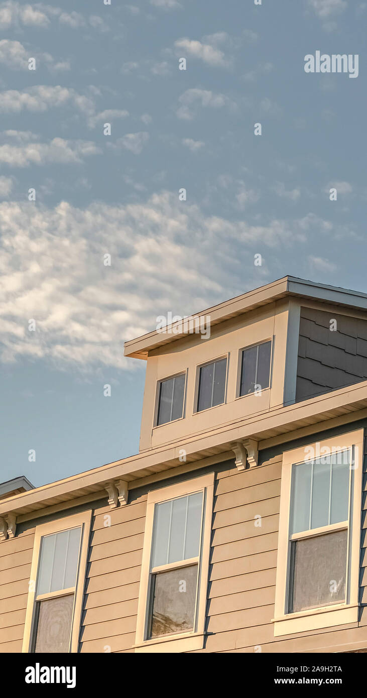 Vertical Upper storey of a house with large sash windows Stock Photo ...