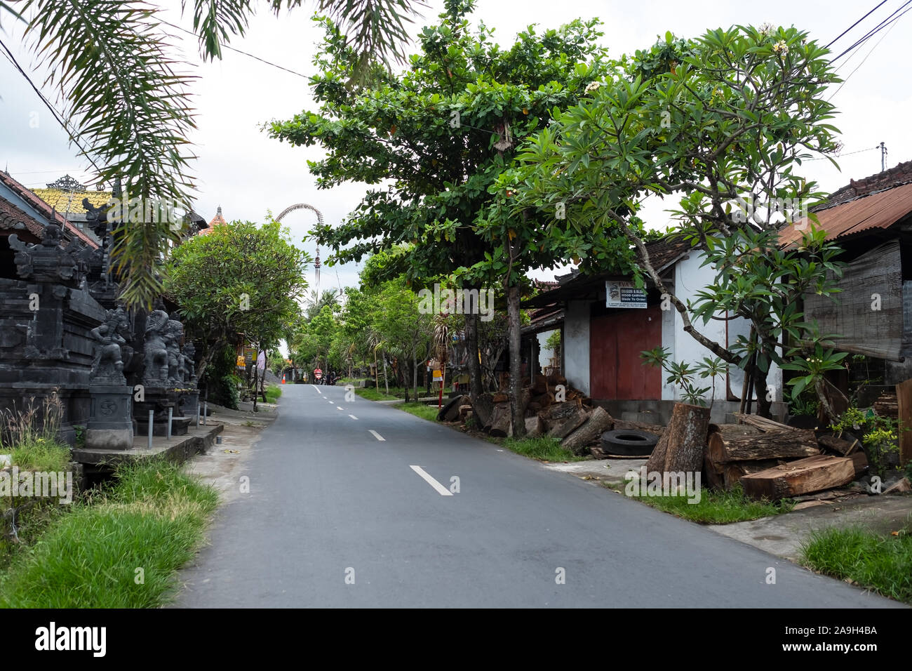 Bali, Indonesia - December 13, 2017: Road in local village with ...