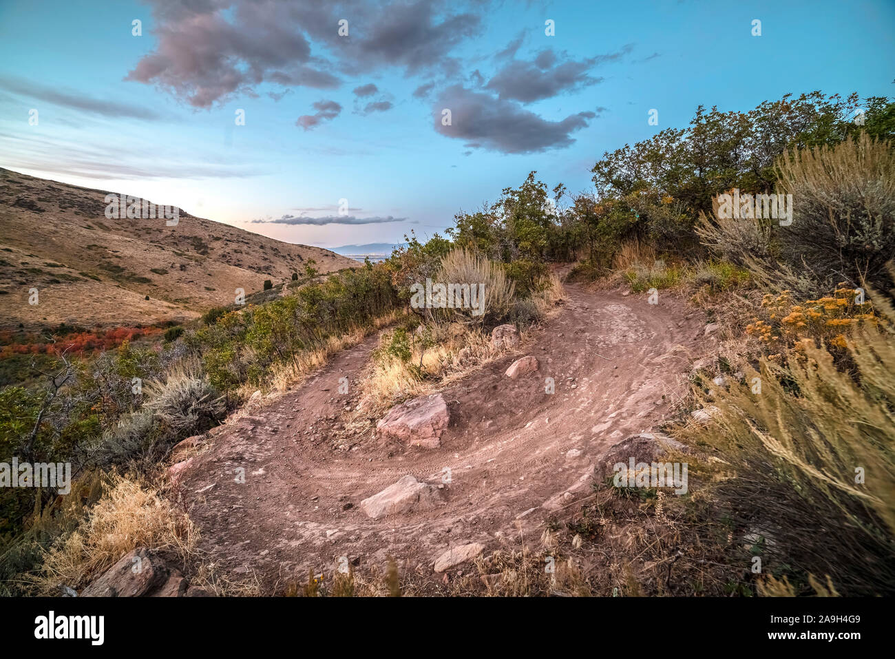 Hiking trail making a sharp U-bend turn Stock Photo - Alamy