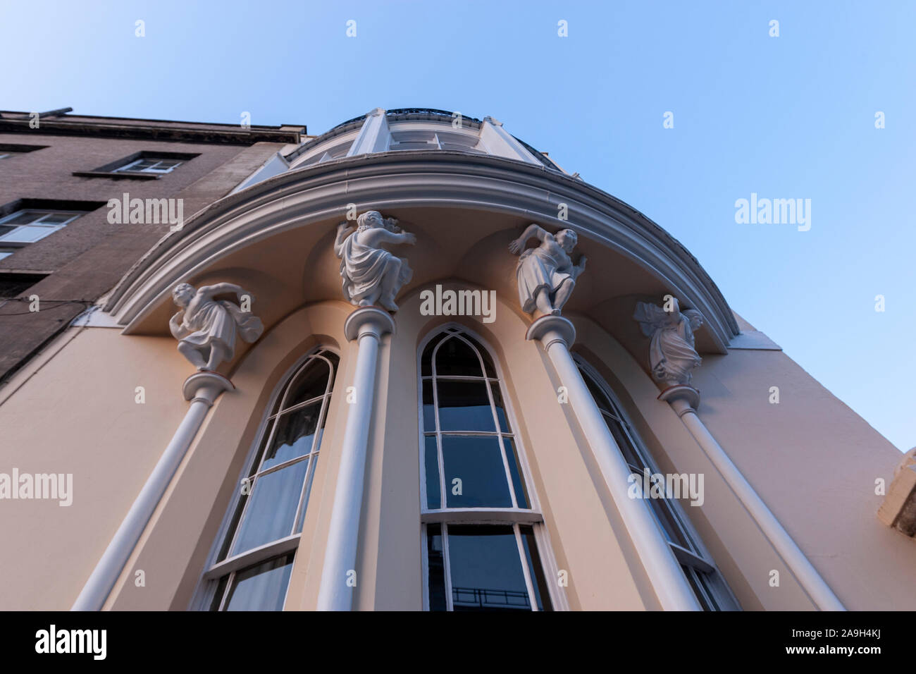 House with corbel human figures, Clifton, Bristol, England, UK Stock ...