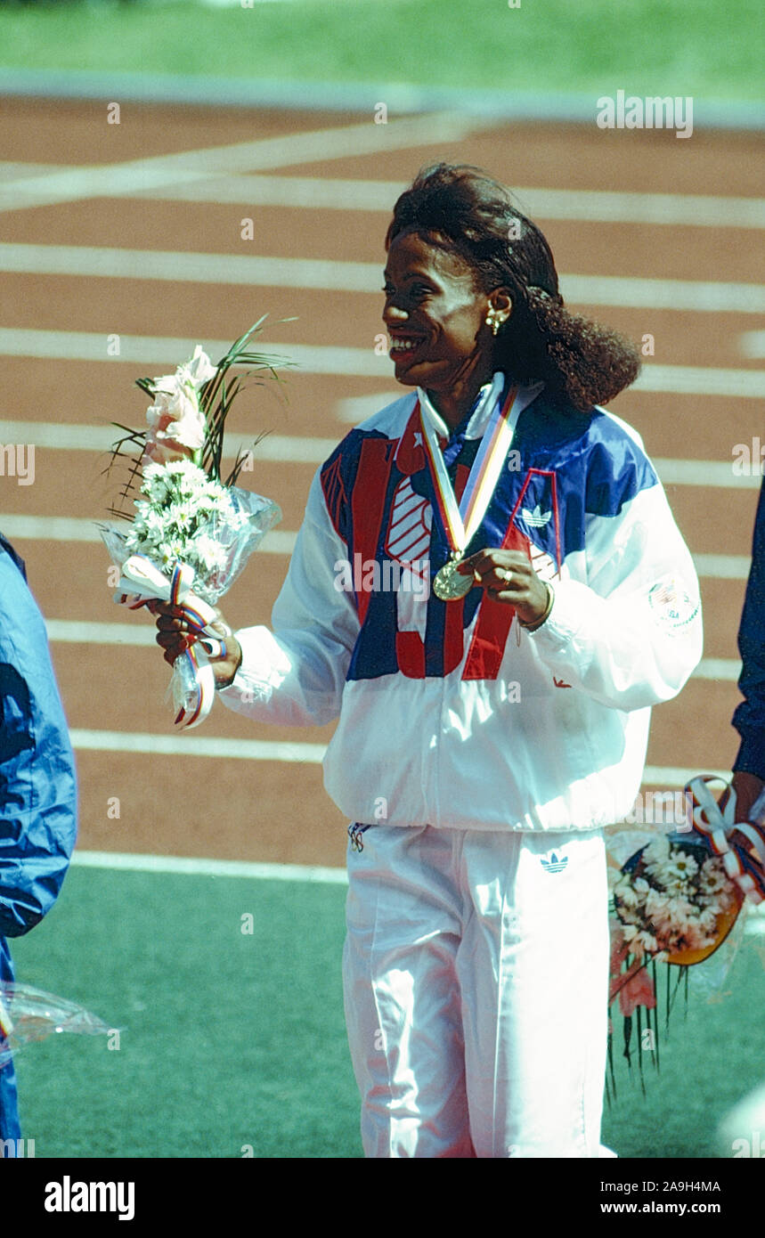 Jackie Joyner Kersee (USA) competing at the 1988 Olympoic Summer Games ...