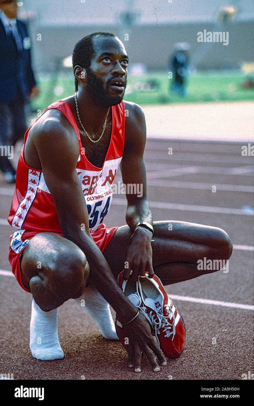 Edwin Moses (USA) competing at the 1984 US OLympic Team Trials Stock ...