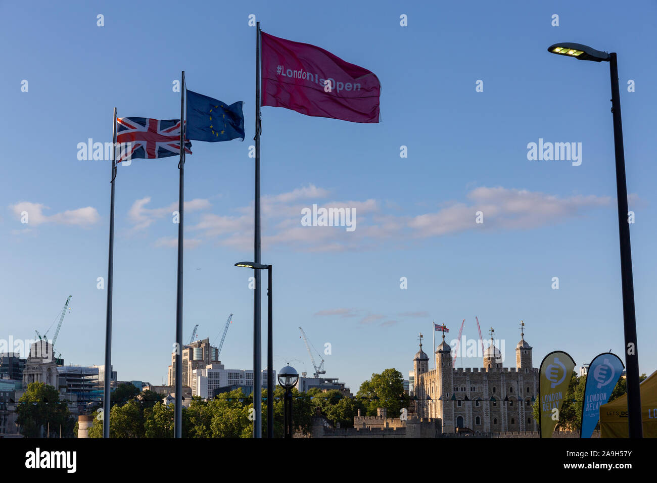 London is Open flag, City Hall, London Stock Photo - Alamy