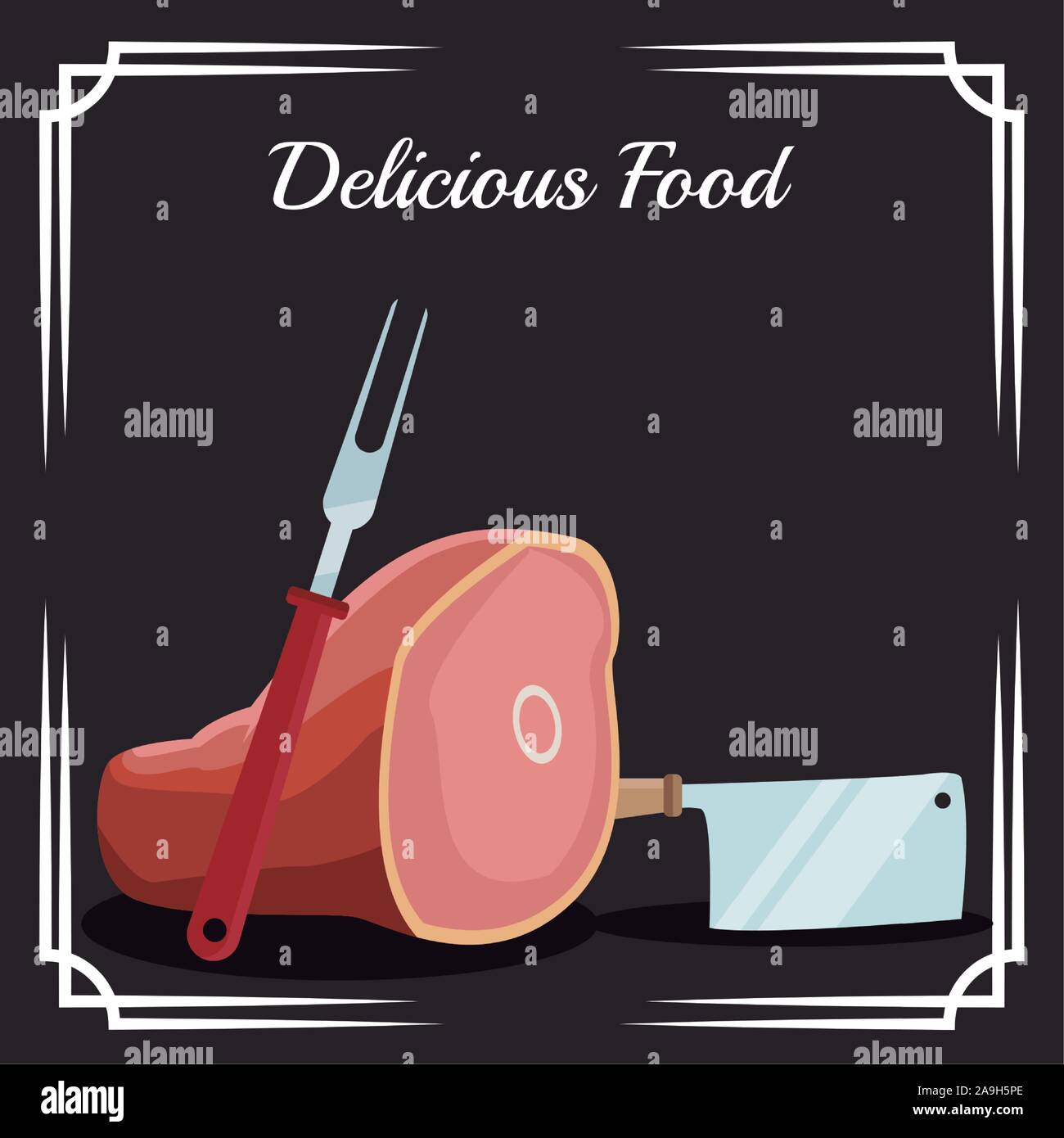 ham leg and kitchen utensils Stock Vector Image & Art - Alamy