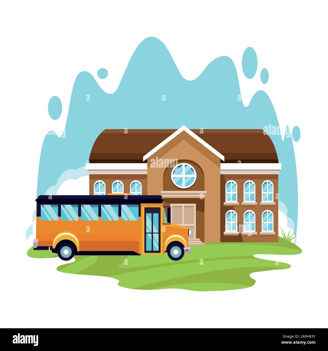 school bus and building, colorful design Stock Vector Image & Art - Alamy