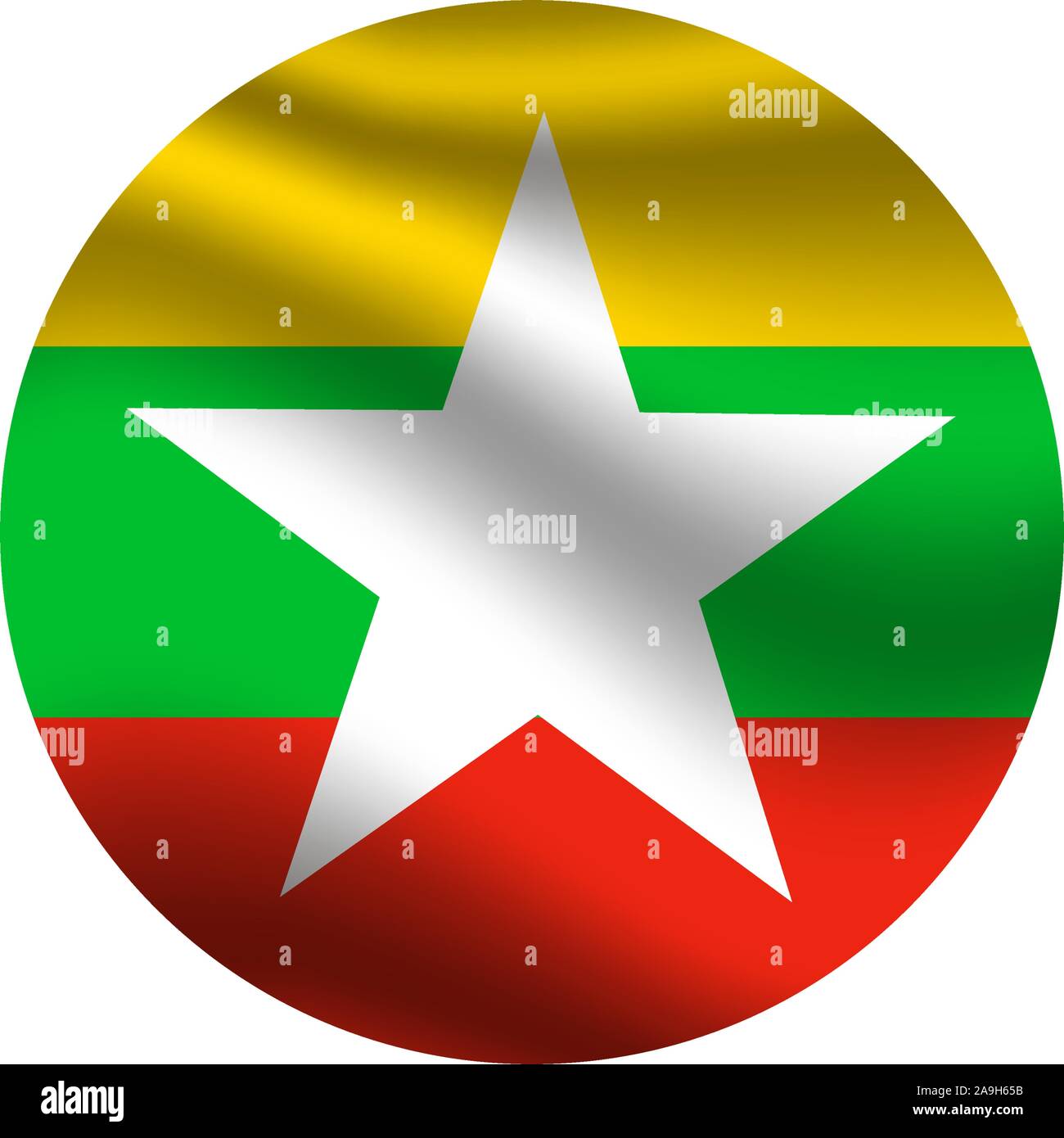 National flag of Republic of the Union of Myanmar. original colors and ...