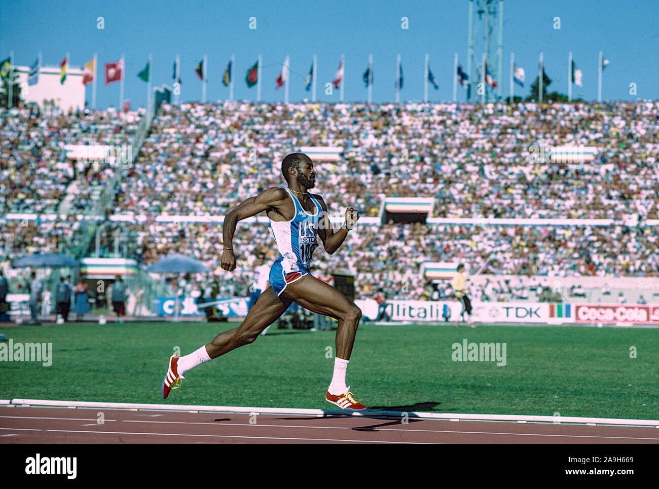 Edwin Moses (USA) competing at the 1987 World Championships in ...