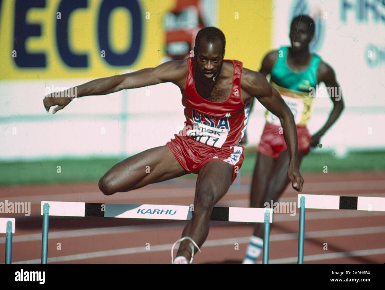 Edwin Moses (USA) competing at the 1983 USA vs. GDR Dual Meet Stock ...