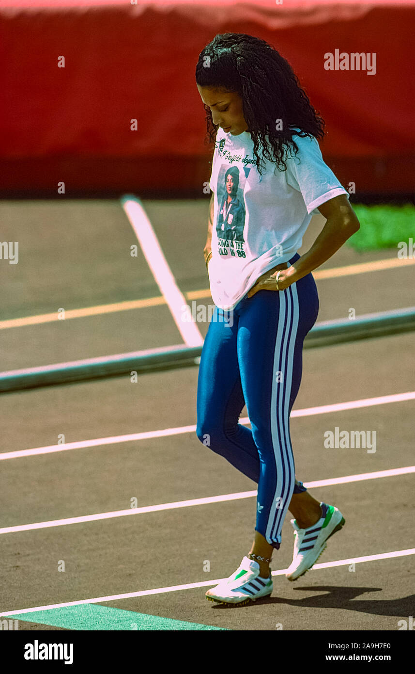 Florence Griffith Joyner competing at the 1988 US Olympic Team Trials ...
