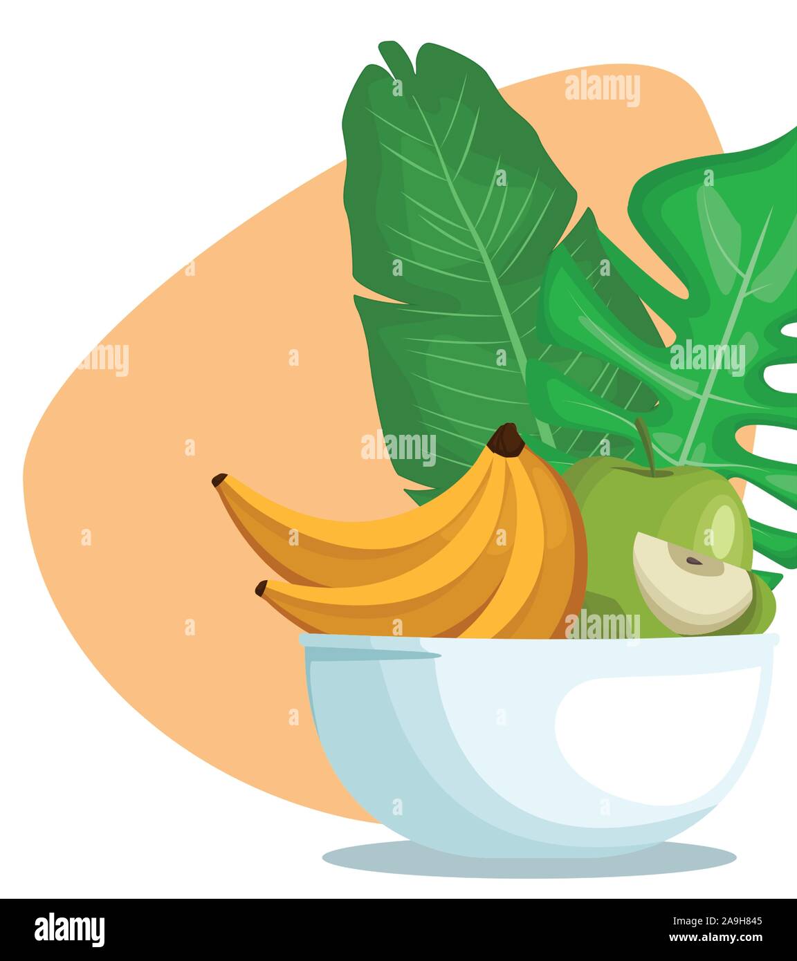 Bananas and apple Stock Vector Images - Alamy