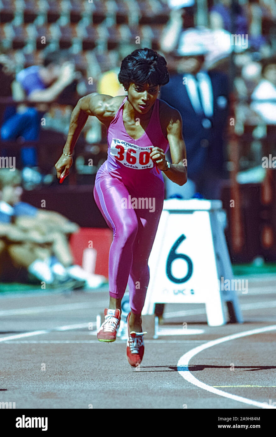 Florence Griffith Joyner competing at the 1984 US Olympic Team Trials ...