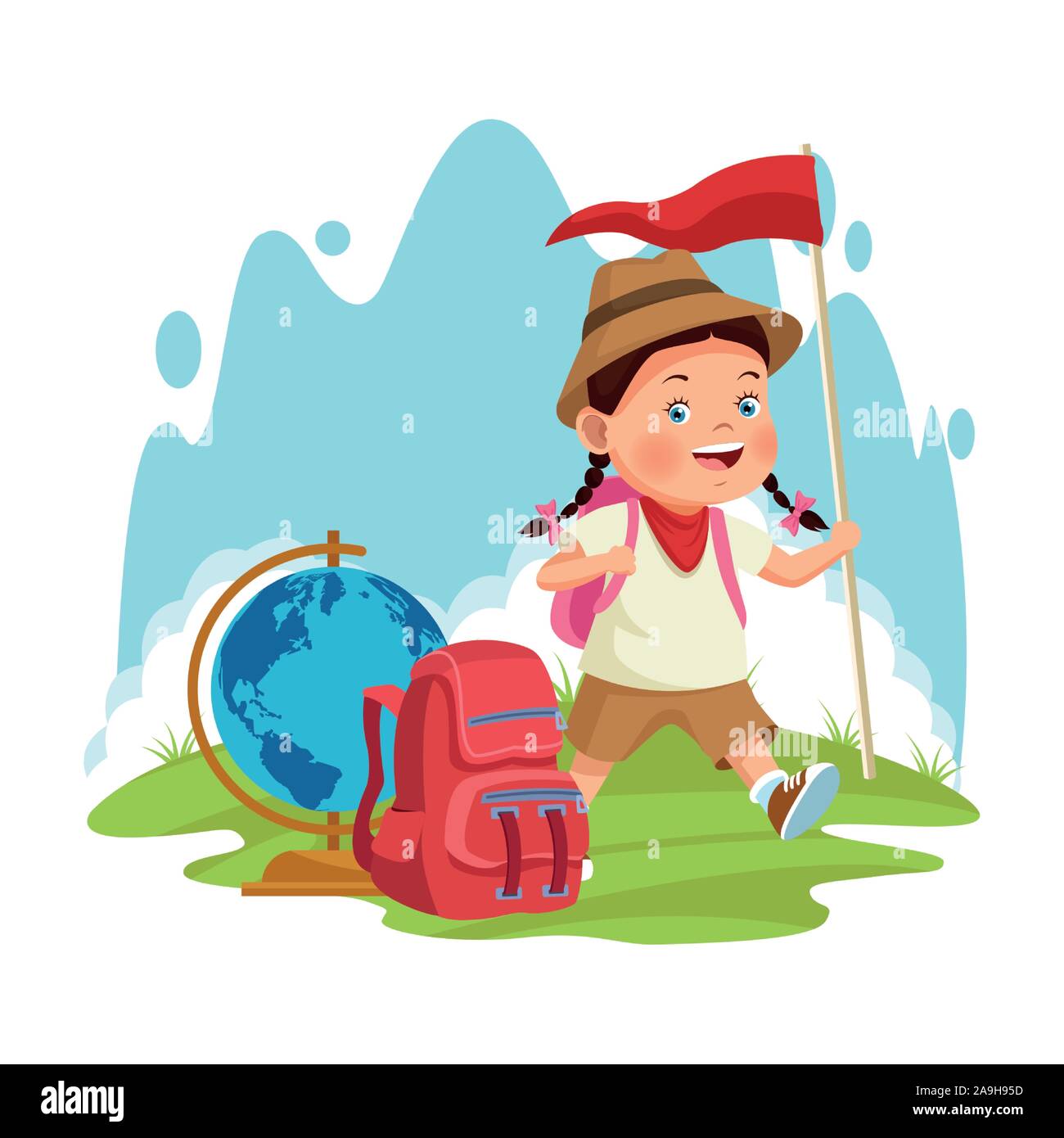 cartoon explorer girl, colorful design Stock Vector Image & Art - Alamy