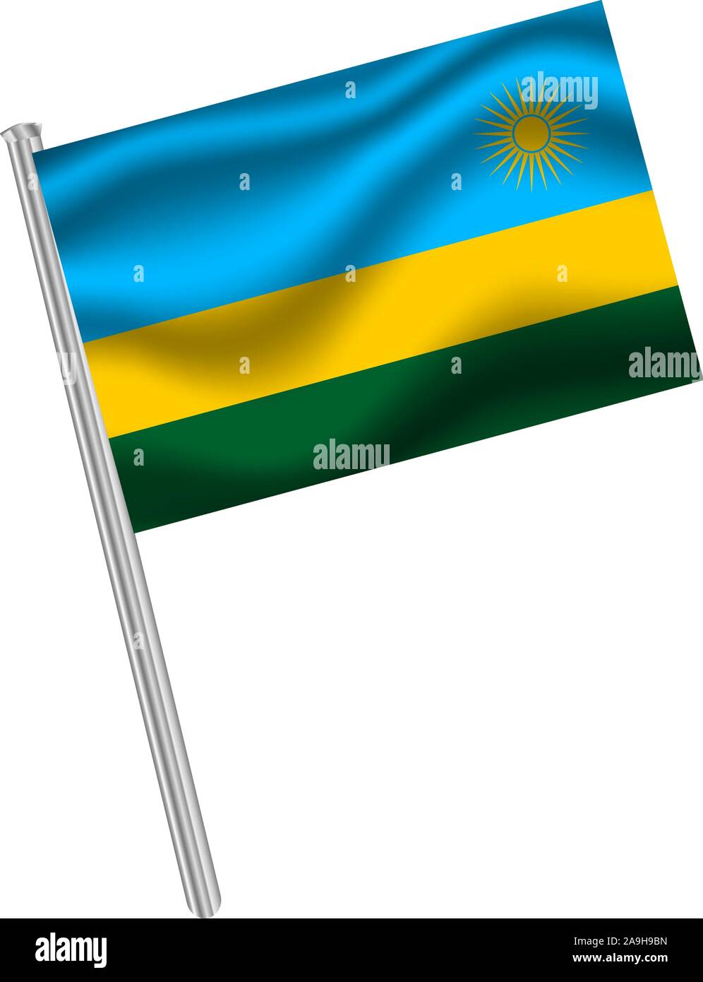 Beautiful national flag of Republic of Rwanda . original colors and ...